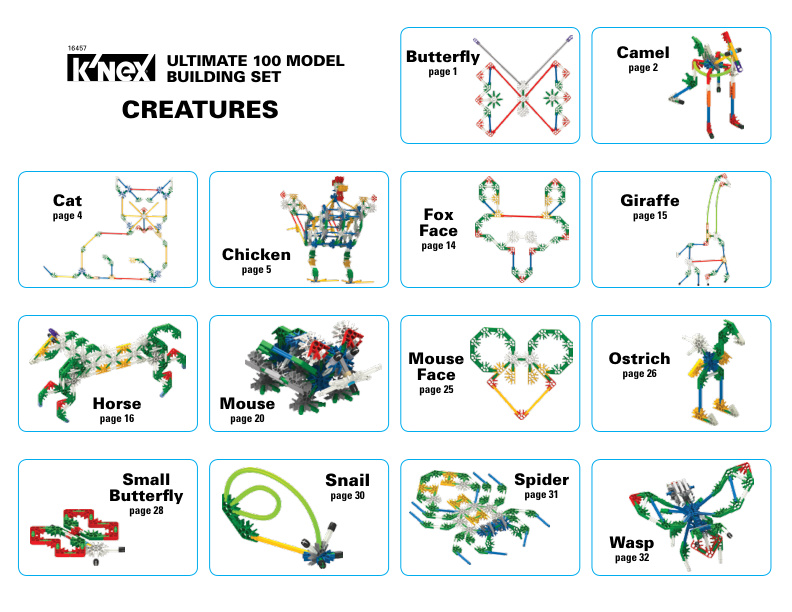 Ultimate 100 Model Building Set Web Models Creatures 16457 | Knex.Parts