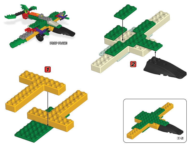 10 Model Fun Rides and 10 Model Wheel Action COMBO Prop Airplane 61005 ...