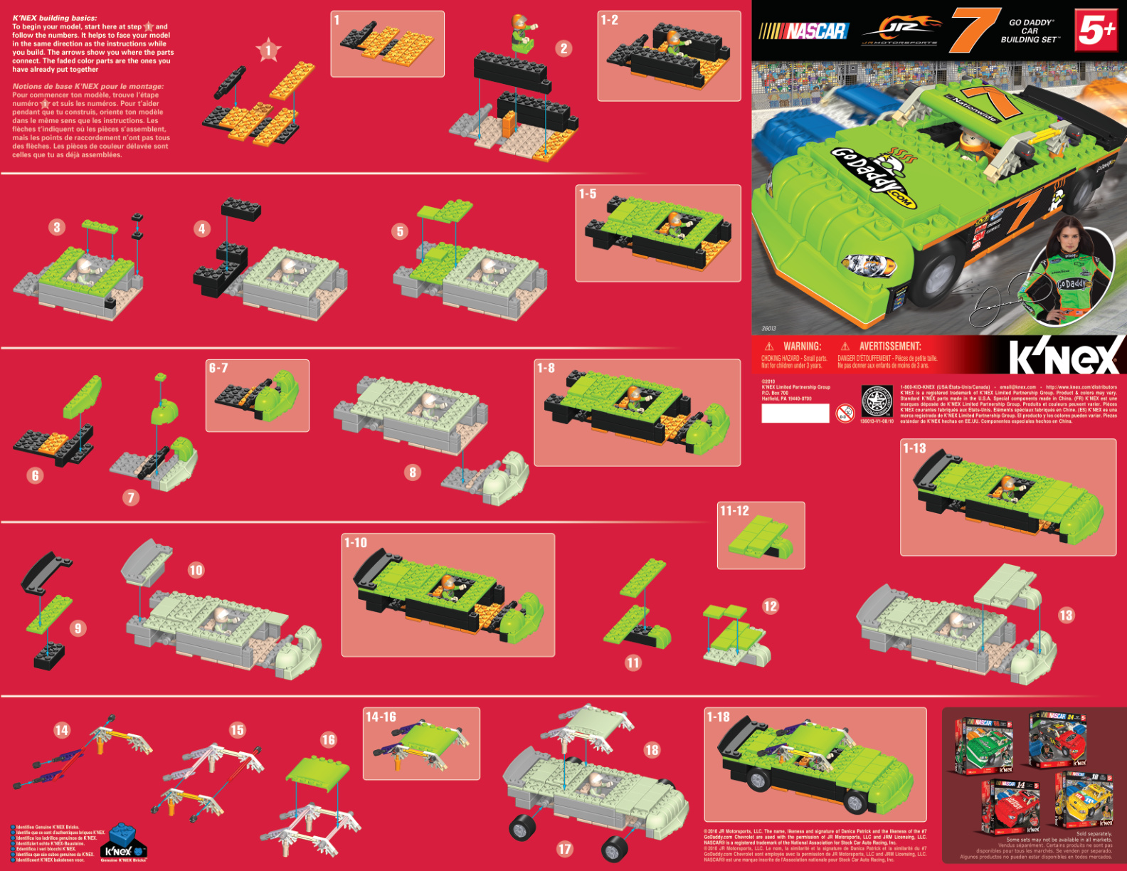 NASCAR 7 GoDaddy Car 36013 | Knex.Parts