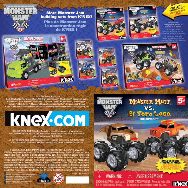 Monster Jam Monster Mutt vs El Toro Loco Micro 57012 | Knex.Parts