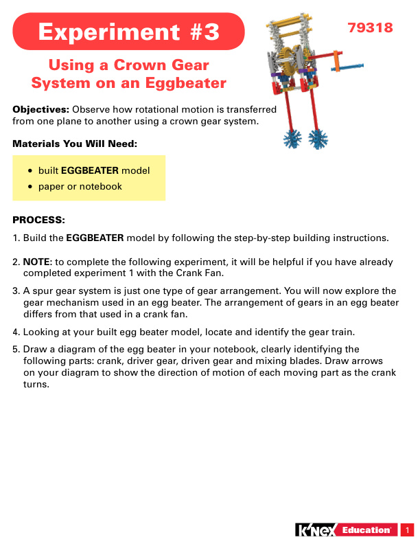 Education STEM Explorations Gears Experiment 3 79318 | Knex.Parts
